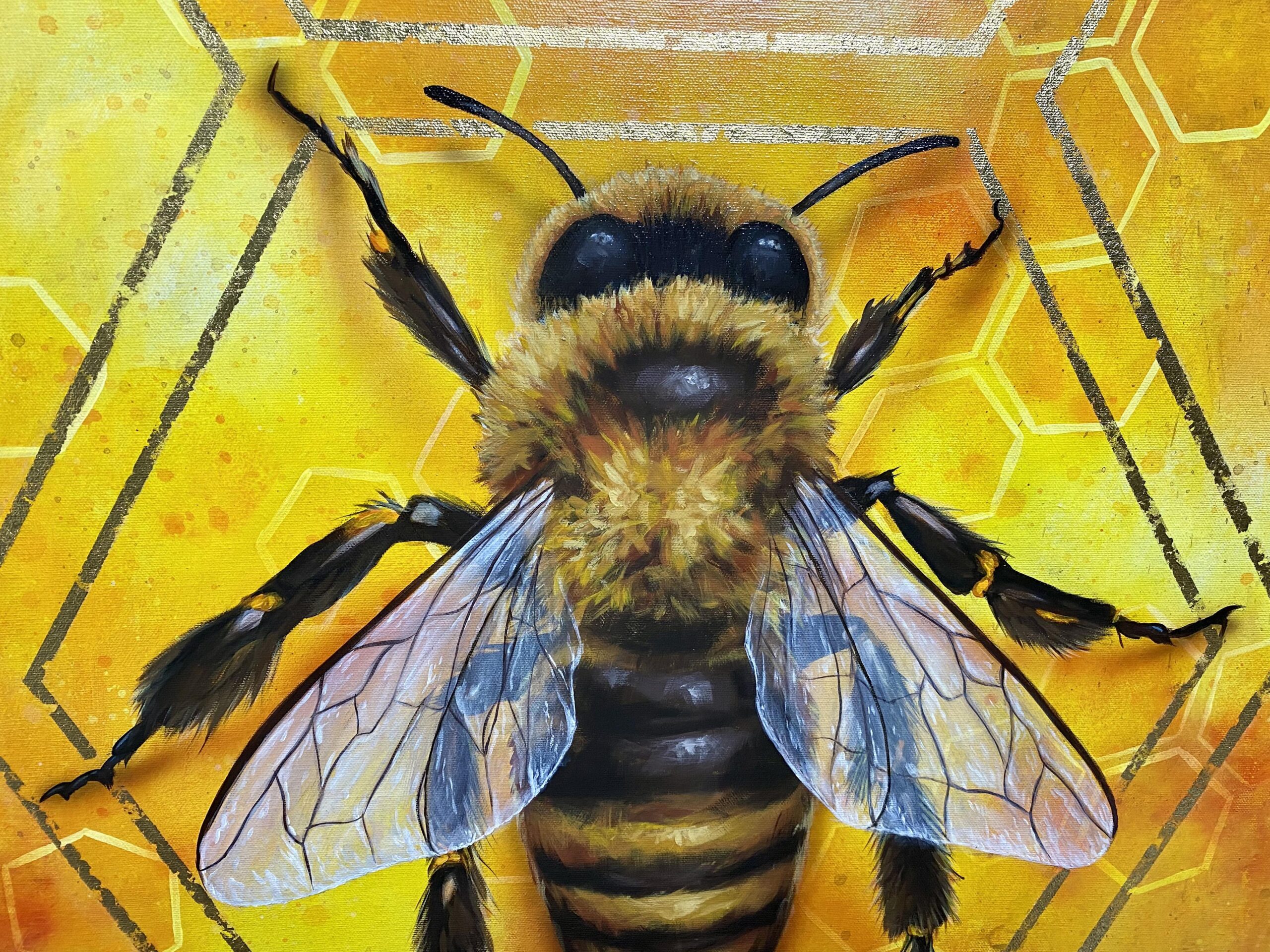'Bee Happy' Original Acrylic Painting - Studio Wildlife